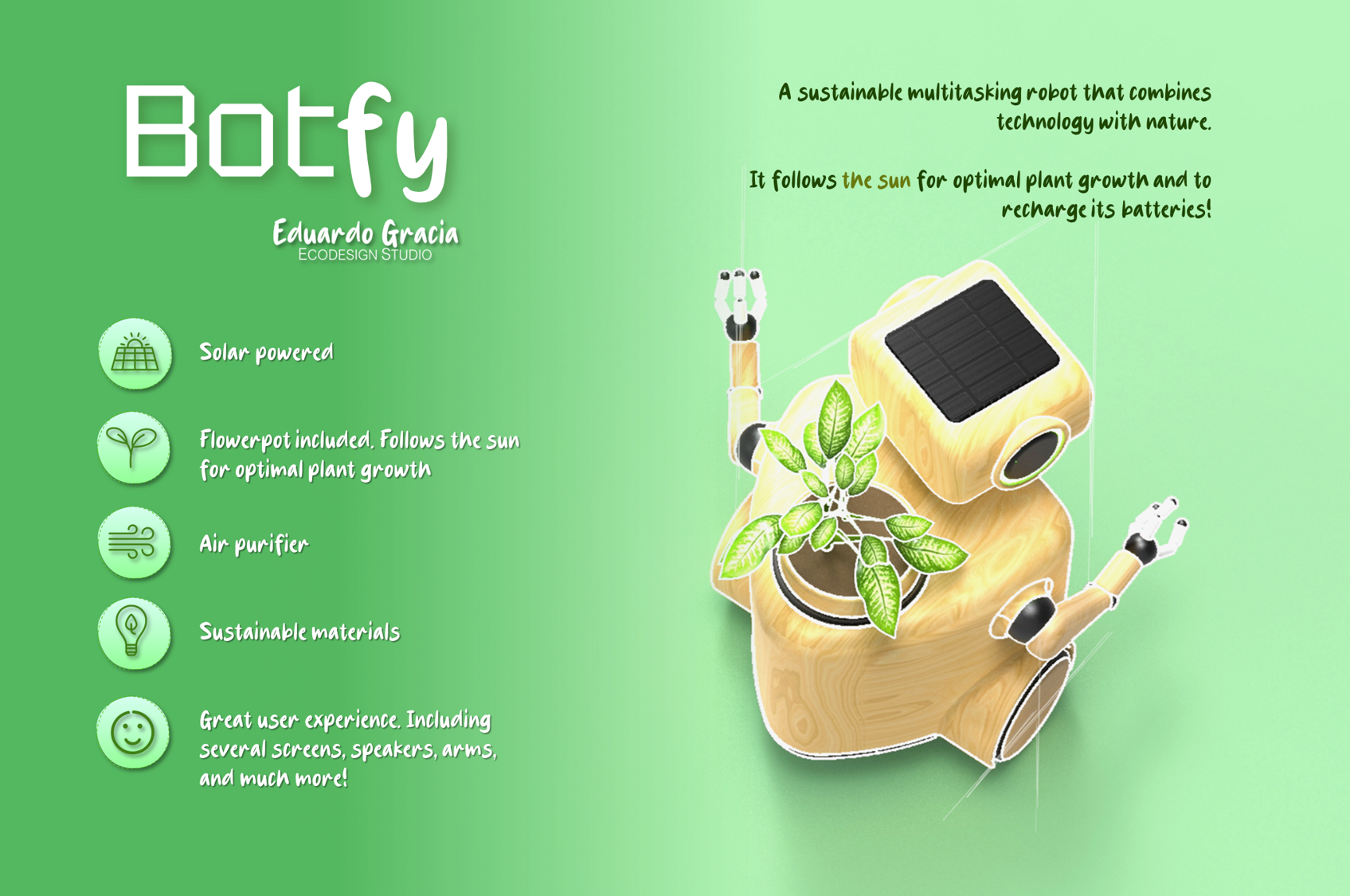 BOTFY | The sustainable home robot that follows the sun for plant ...
